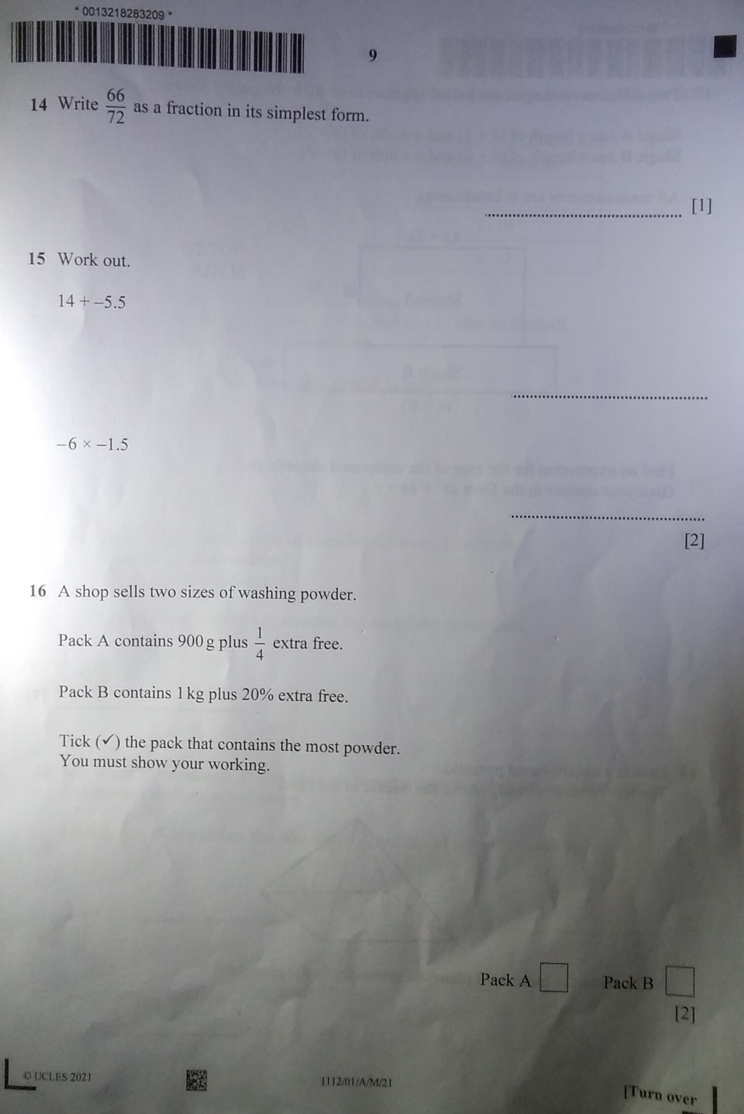 2021 CHECKPOINT MATHEMATICS QUESTIONS AND SOLUTIONS – PAPER 1 – EdMaths