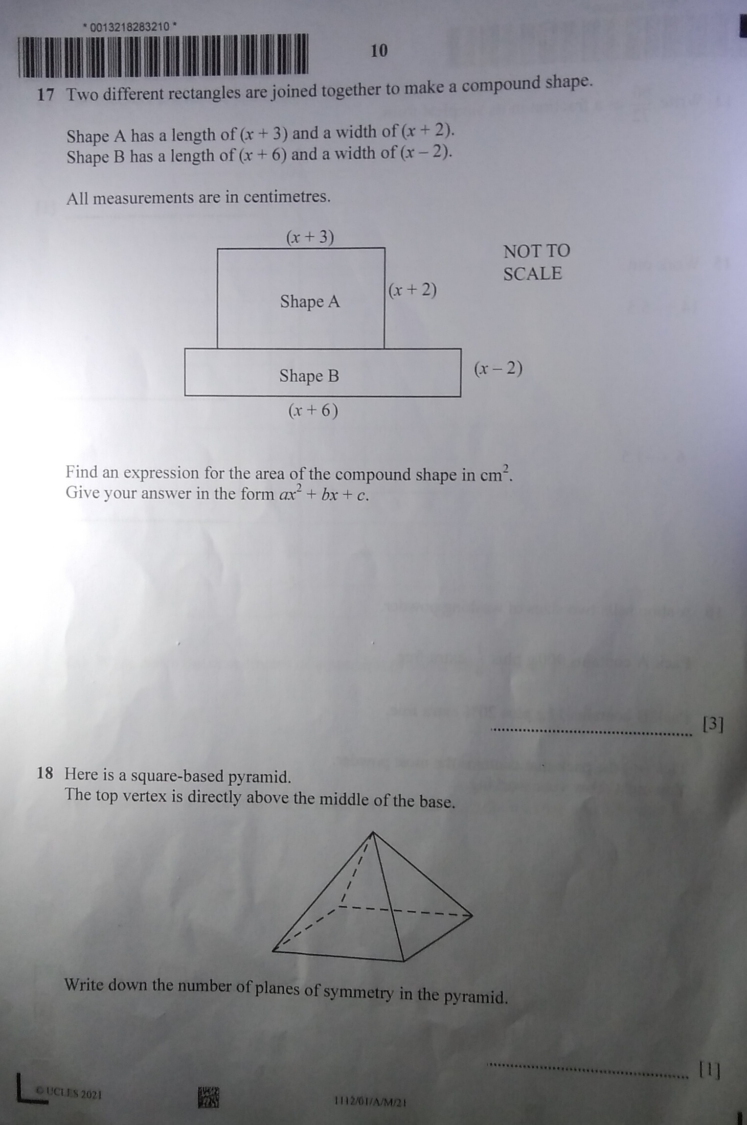 2021 CHECKPOINT MATHEMATICS QUESTIONS AND SOLUTIONS – PAPER 1 – EdMaths