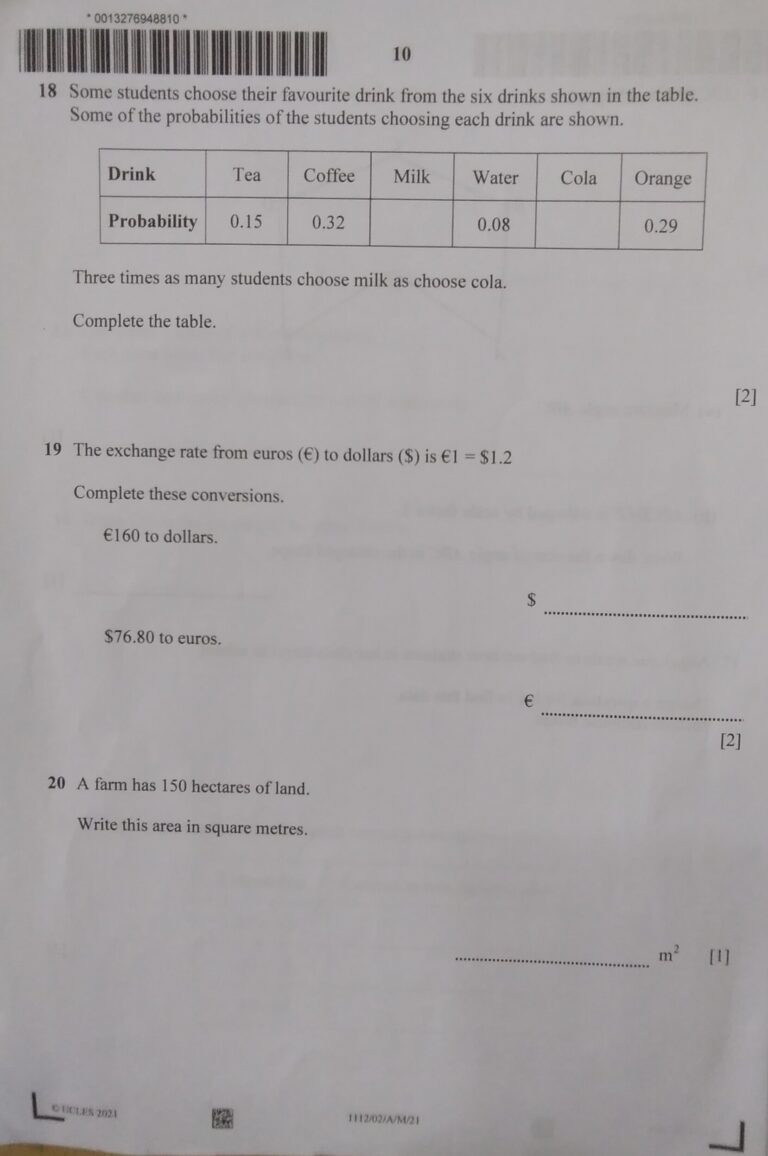 2021 CHECKPOINT MATHEMATICS QUESTIONS AND SOLUTIONS – PAPER 2 – EdMaths