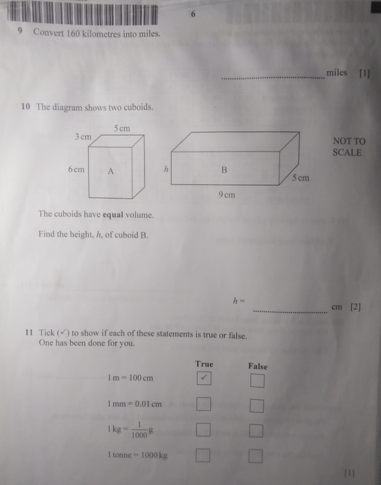 2021 CHECKPOINT MATHEMATICS QUESTIONS AND SOLUTIONS – PAPER 1 – EdMaths