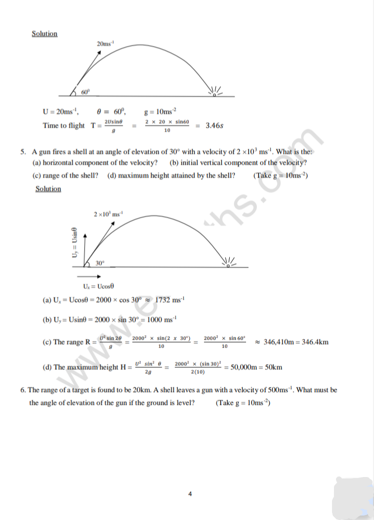 PROJECTILE MOTION CALCULATIONS – by OLAITAN S. O. – EdMaths