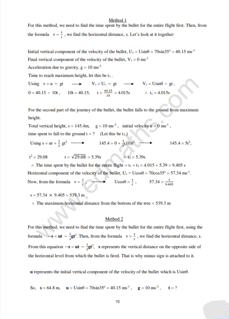 PROJECTILE MOTION CALCULATIONS – by OLAITAN S. O. – EdMaths